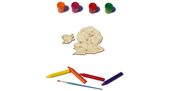 Set 2 figurine din Lemn pentru Colorat - Printesa si Pestisor - Blankuri.ro